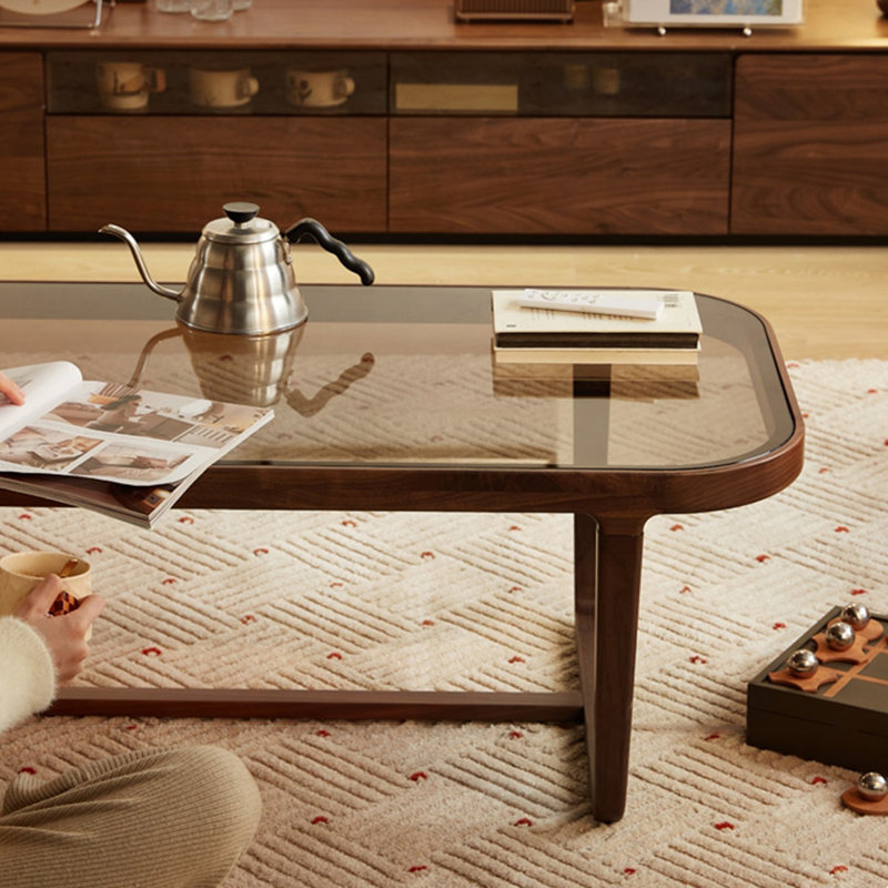 Creature B Comforts Square glass solid wood coffee table Wayfair